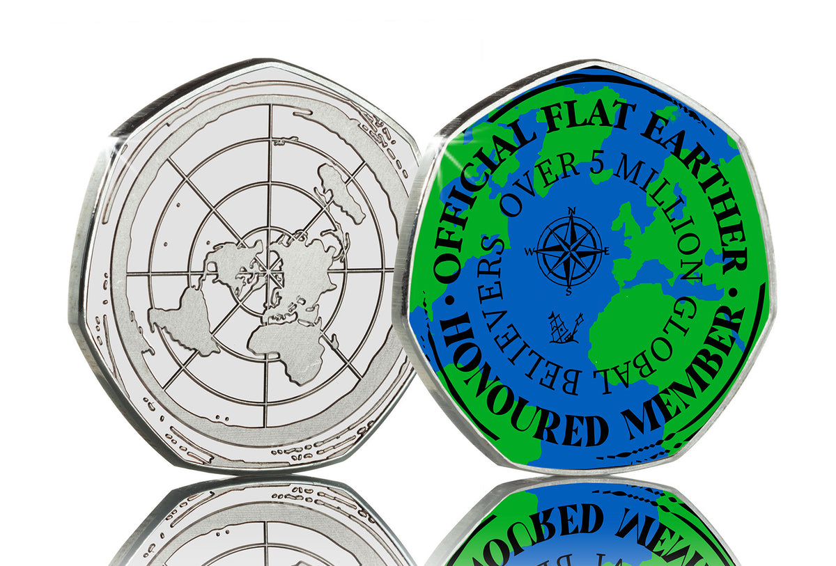 Official Flat Earther - Colour - Silver – The Commemorative Coin Company