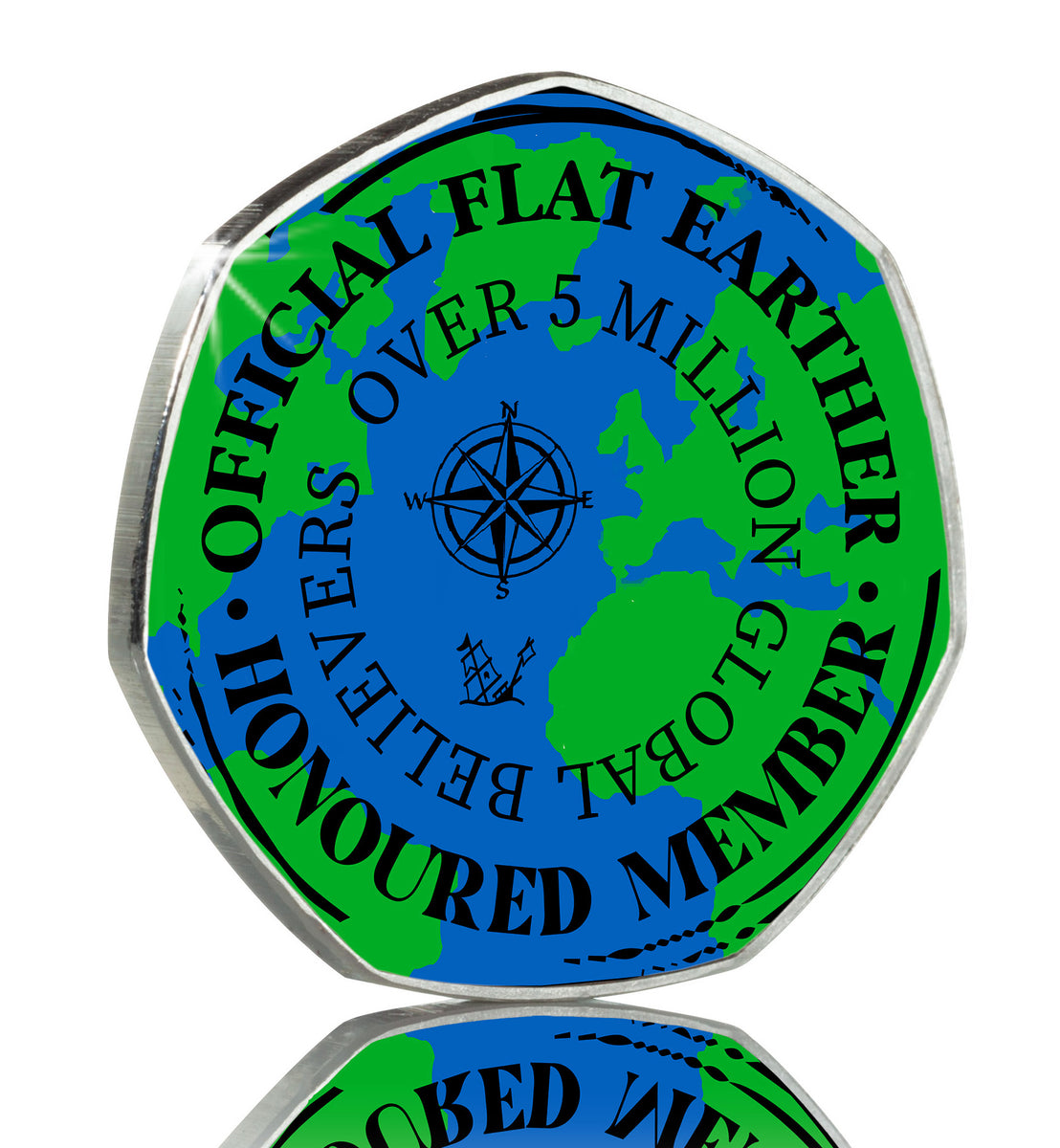 Official Flat Earther - Colour - Silver – The Commemorative Coin Company