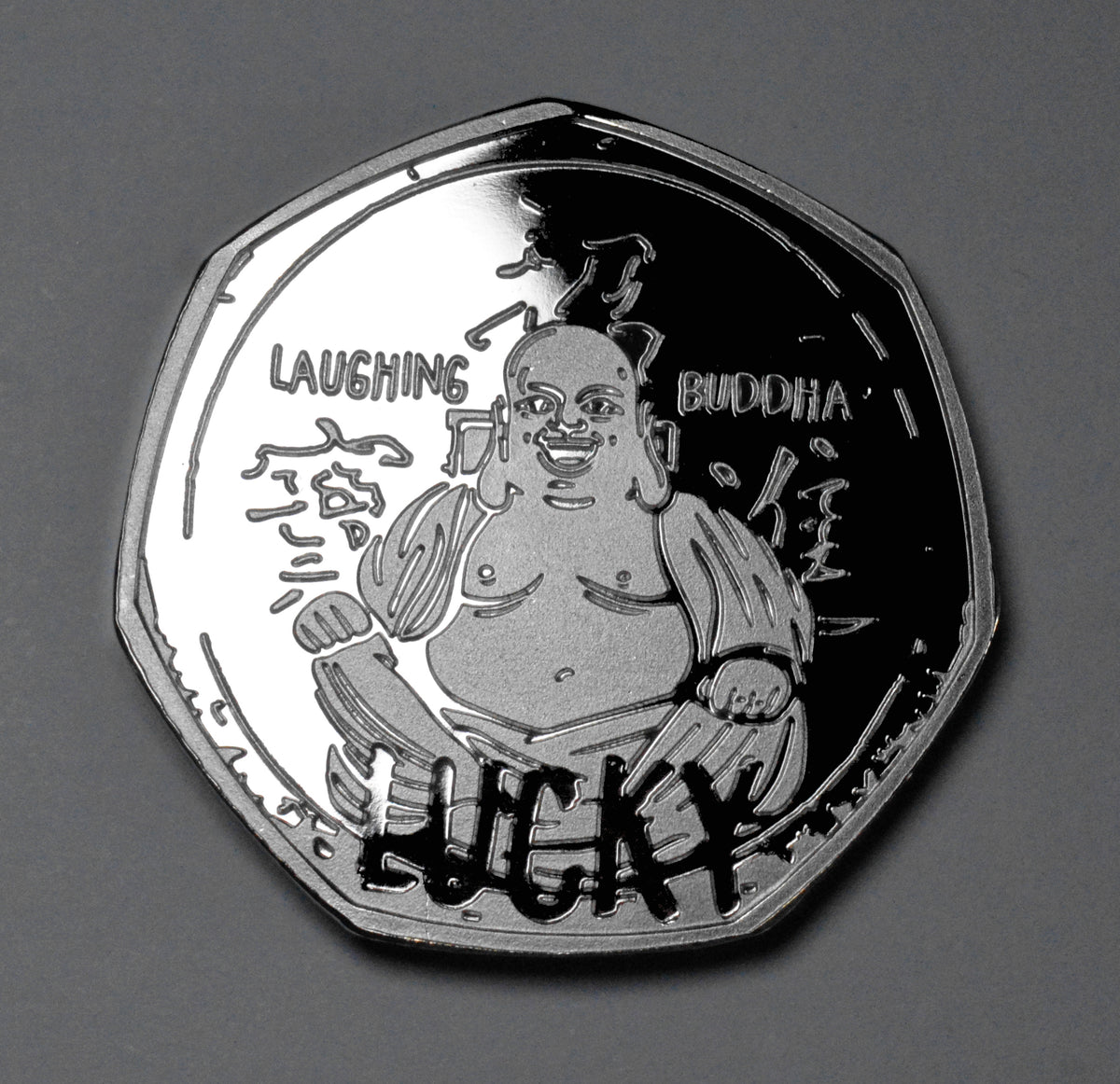 Laughing Buddha Lucky Coin - Silver – The Commemorative Coin Company