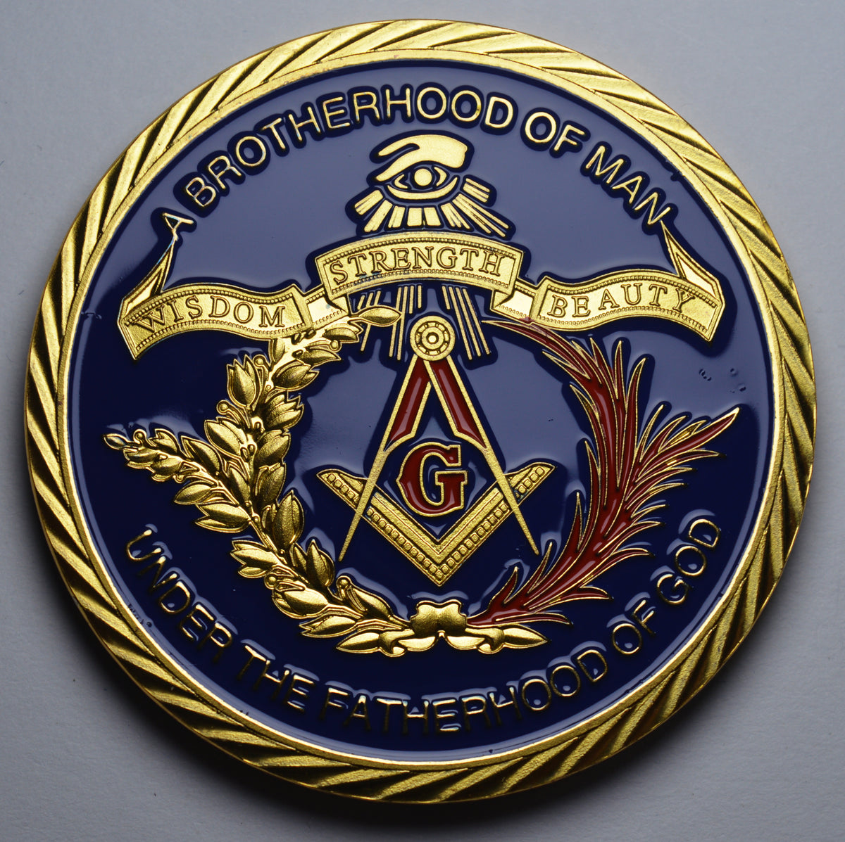 Masonic Challenge Coin - Gold Plating & Blue/Red Enamel – The ...